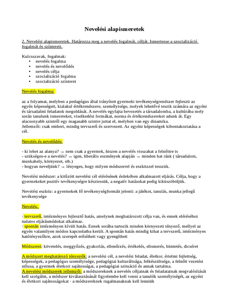 T Tel Nevel Si Alapismeretek | PDF