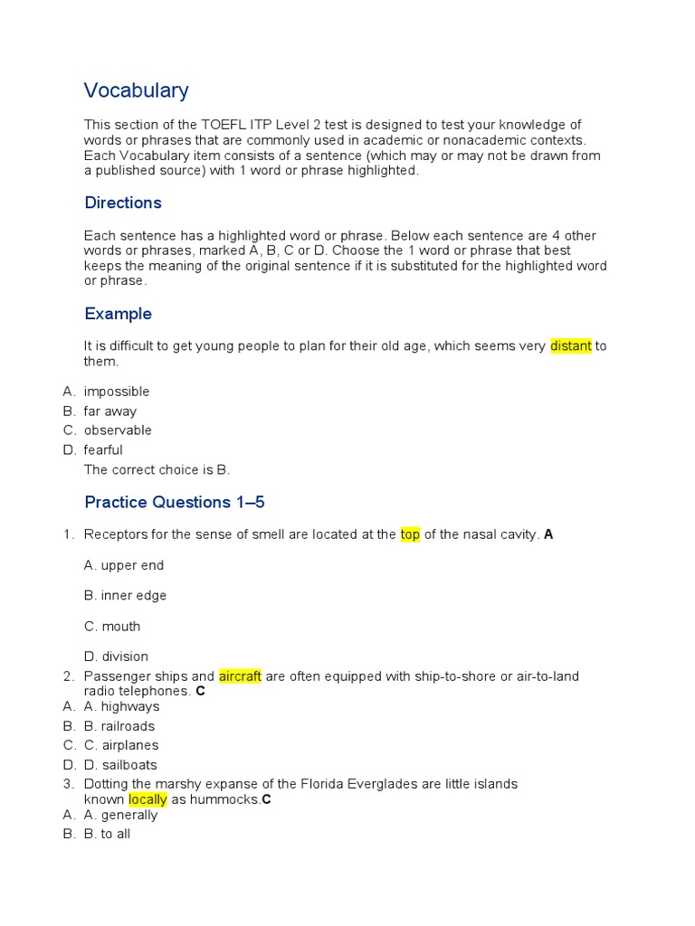 VOcabulary and Reading COmprehension Two For Student | PDF