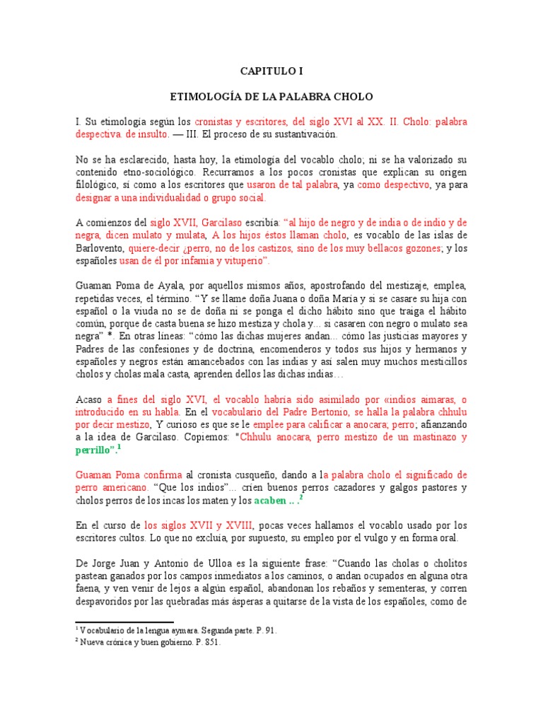 Etimología y significado de "cholo" | PDF | Clásicos