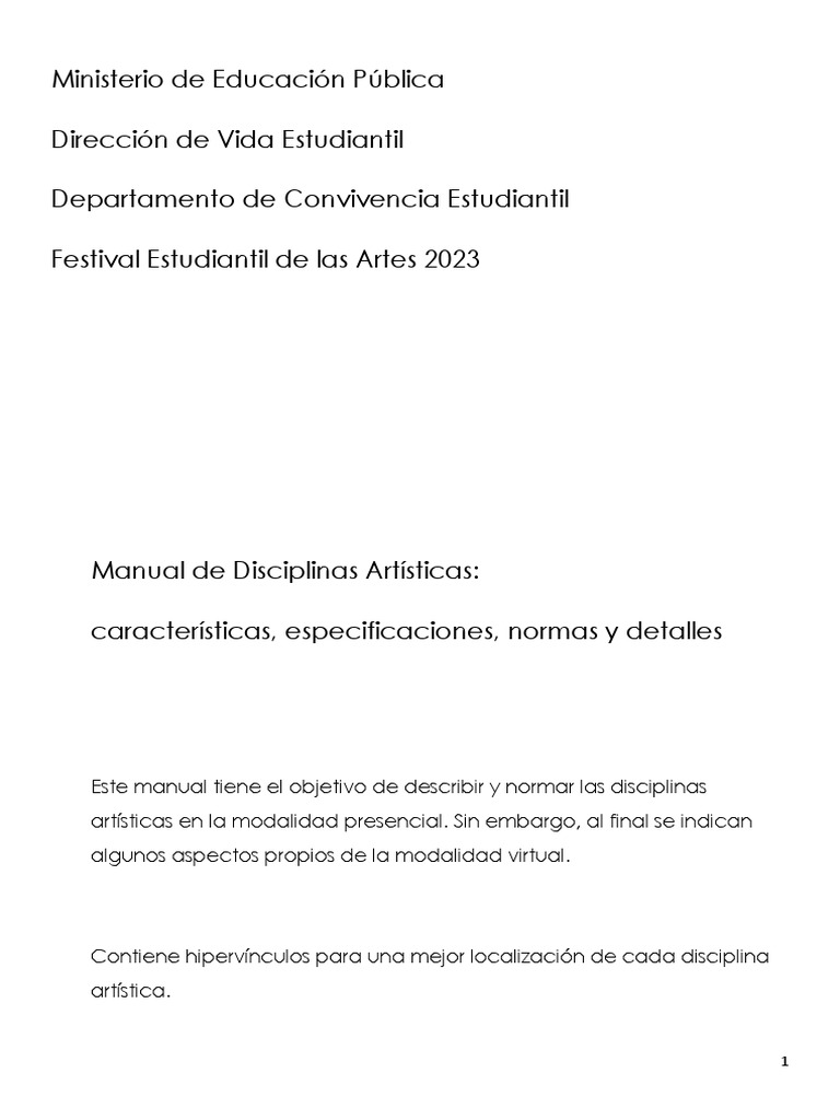 Manual de Disciplinas Artísticas FEA 2025 | PDF