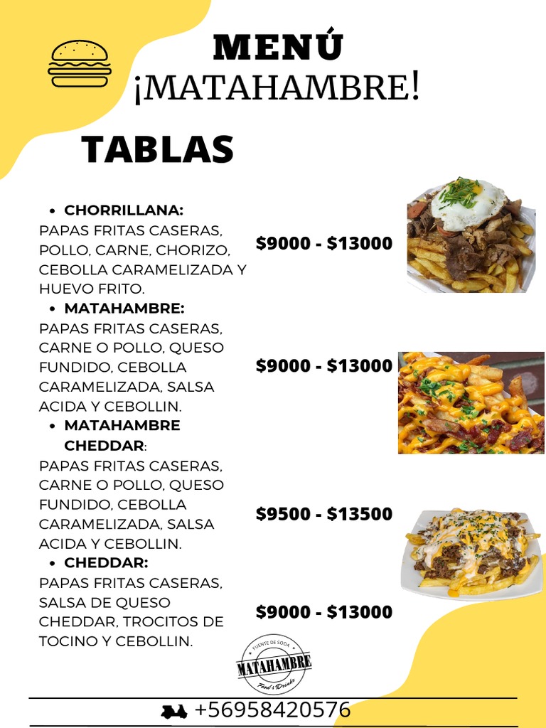 CARTA MATAHAMBRE 2023-Nueva !! | PDF | Cocina | Productos animales