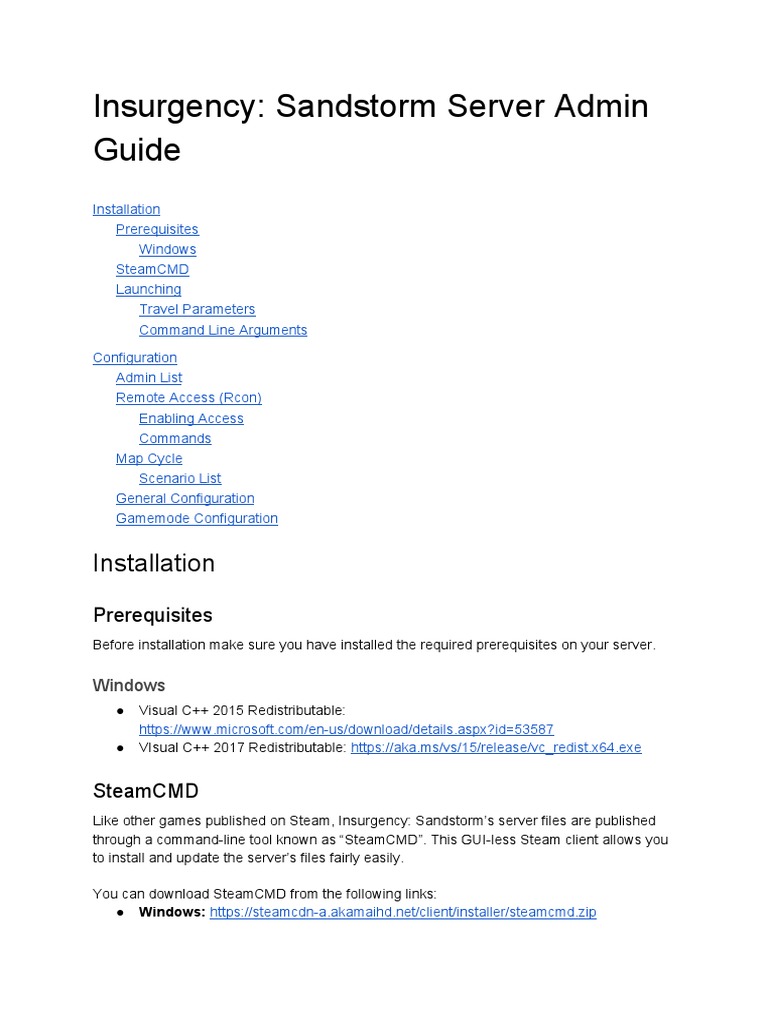 Insurgency: Sandstorm Server Admin Guide: Installation | PDF | Command ...
