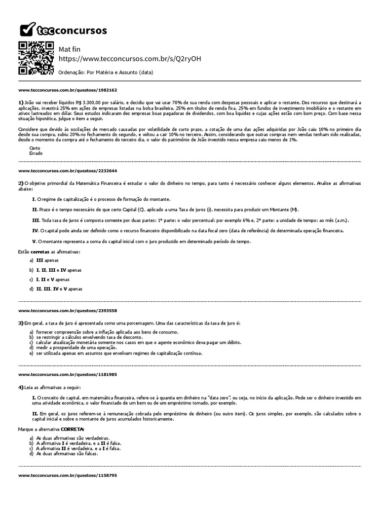 Mar Fin - Juros Simples | PDF | Juros | Empréstimos