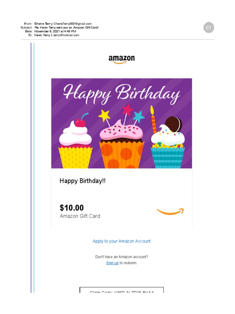 Re Kevin Terry Sent You An Amazon Gift Card | PDF