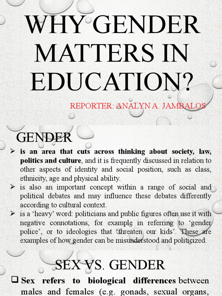 Why Gender Matters in Education - Jambalos | PDF | Gender | Gender Studies
