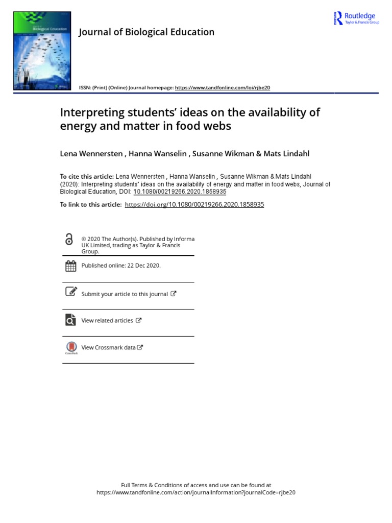 Interpreting Students' Ideas On The Availability of Energy and Matter ...