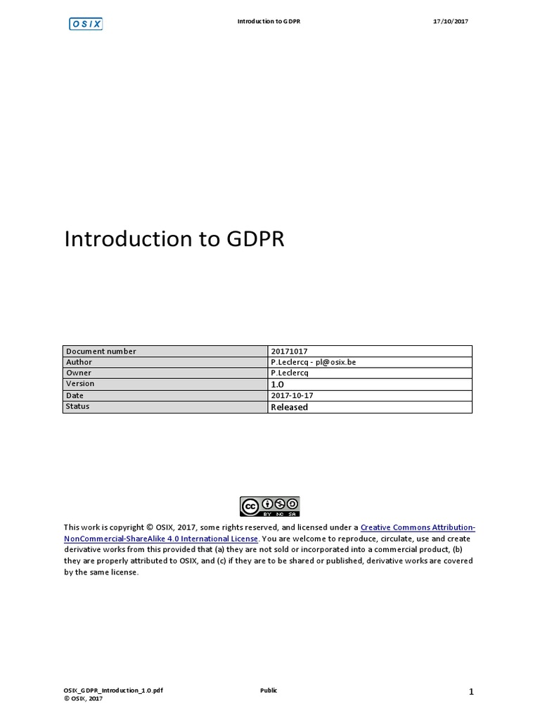 Osix GDPR Introduction 1 | PDF Osix GDPR Introduction 1 | PDF