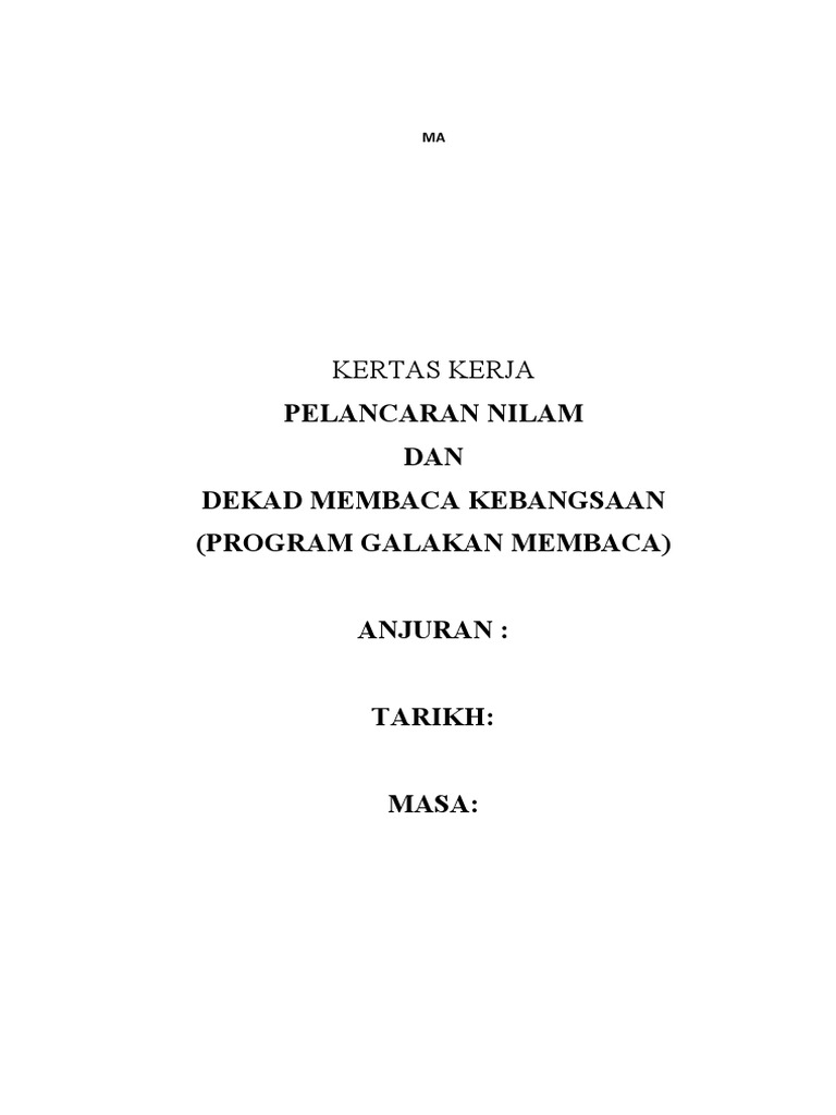 Kertas Kerja Pelancaran Nilam & Dekad Membaca Kebangsaan | PDF