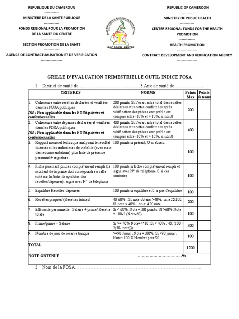Evaluation Outil Indice Des Fosa 2021 | PDF
