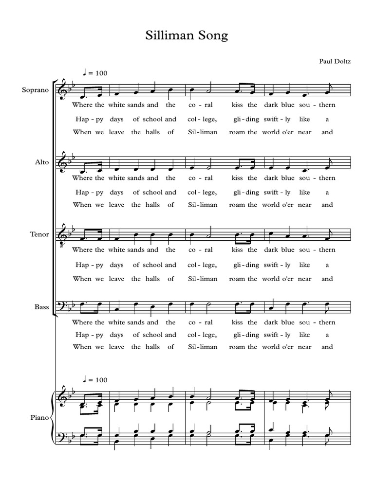 Silliman Song | PDF | Choral Music