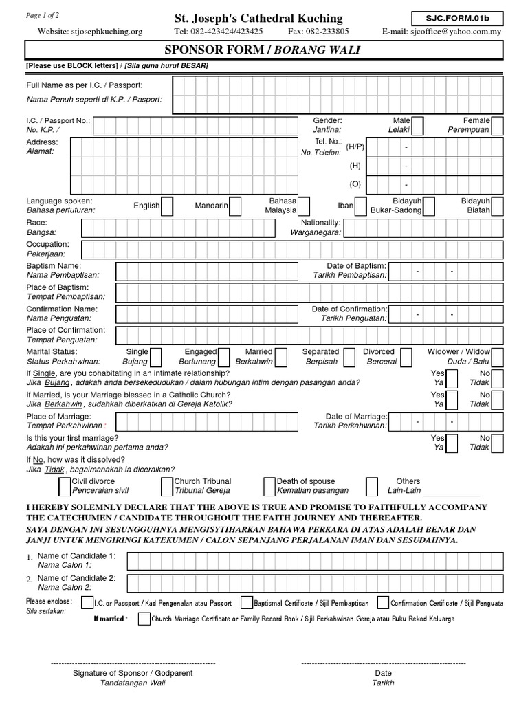 FORM.01B - Sponsor Form | PDF | Christian Soteriology | Social Conventions
