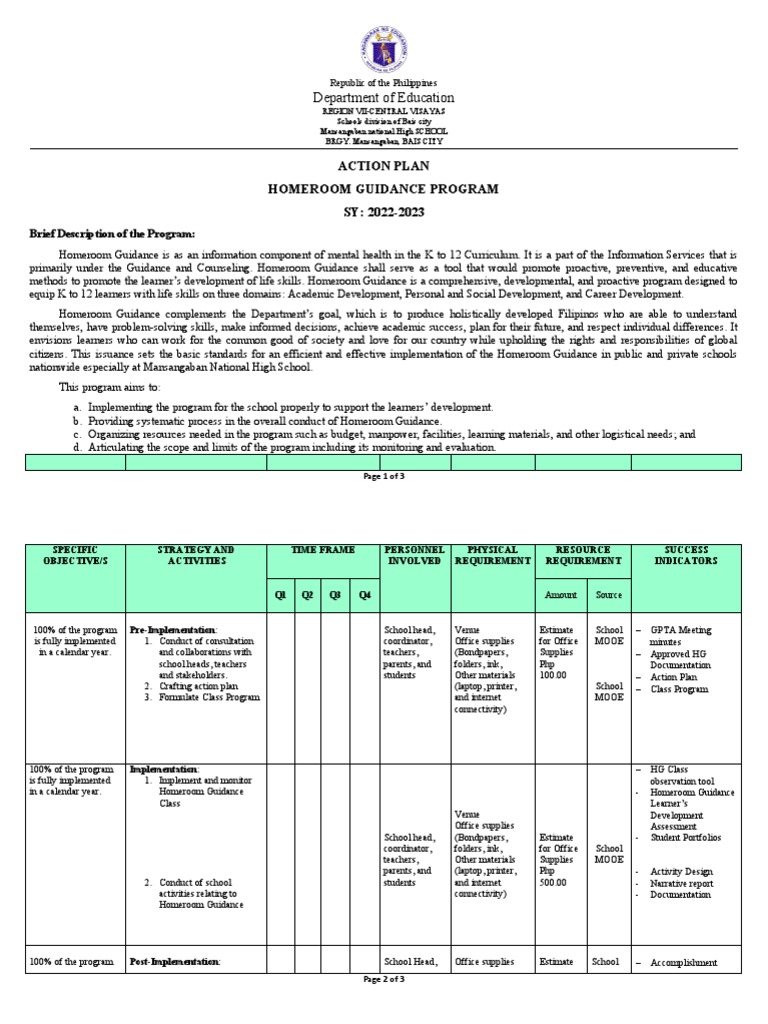 HG Action Plan | PDF | Cognition | Learning