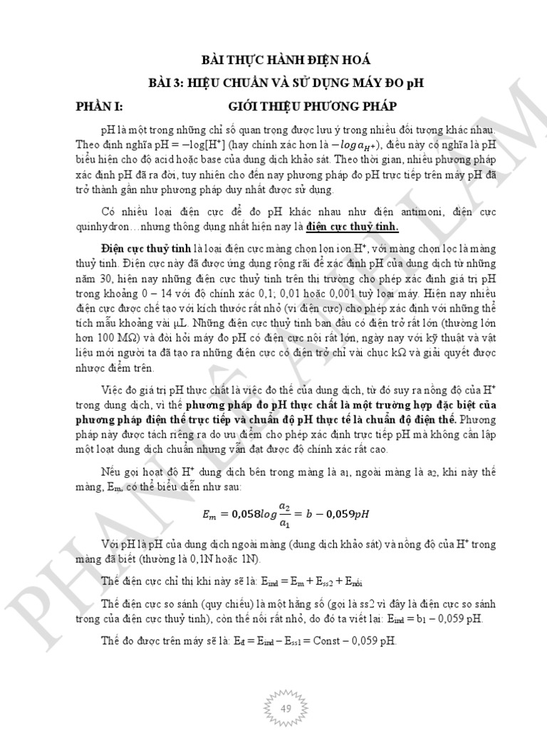 BÀI 3 + 4 ĐIỆN HOÁ | PDF