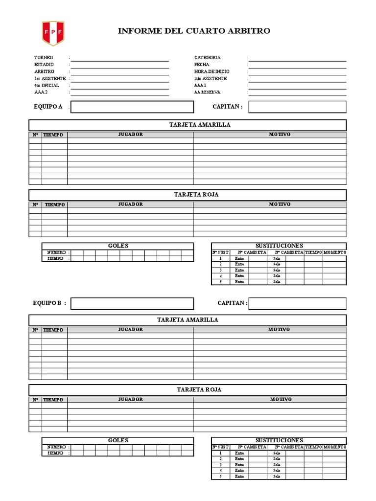 Formato - Informe 4to Arbitro | PDF