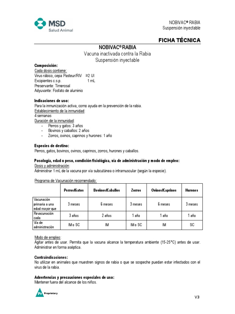 Nobivac Rabia 03.2020 v3 | PDF | Rabia | Vacunas