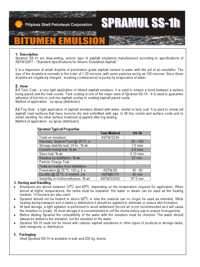 Spramul SS1h | PDF | Emulsion | Chemical Substances