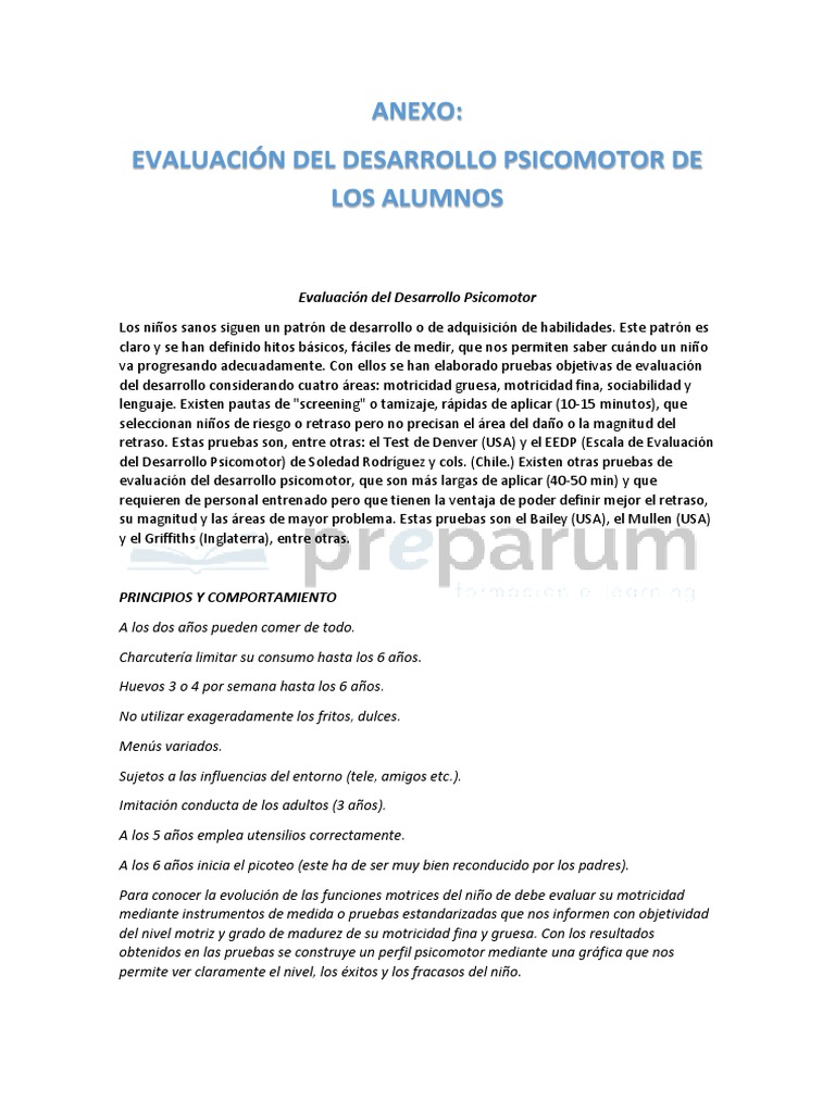 Tema 6 Pautas en El Desarrollo Psicomotor - Evaluacion | Descargar gratis PDF | Evaluación