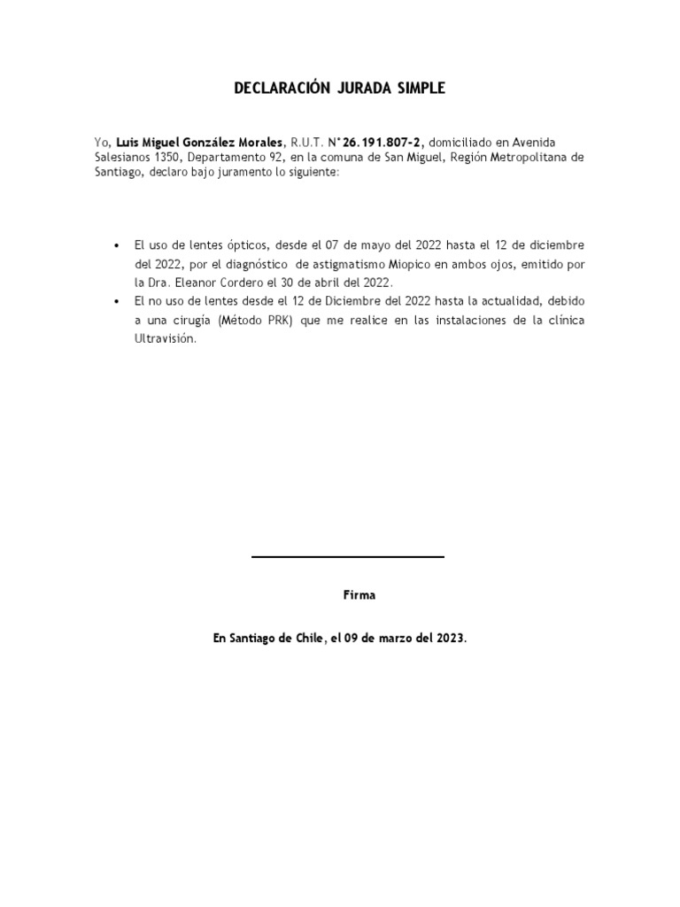 Declaración Simple | PDF