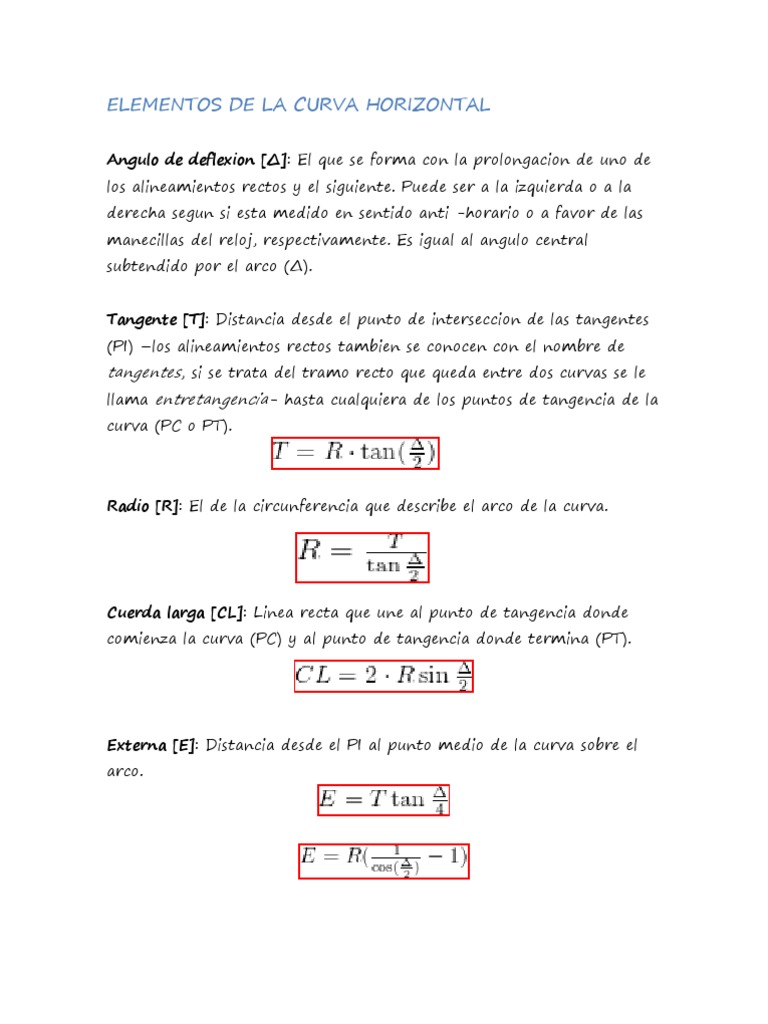 Elementos de La Curva Horizontal | PDF