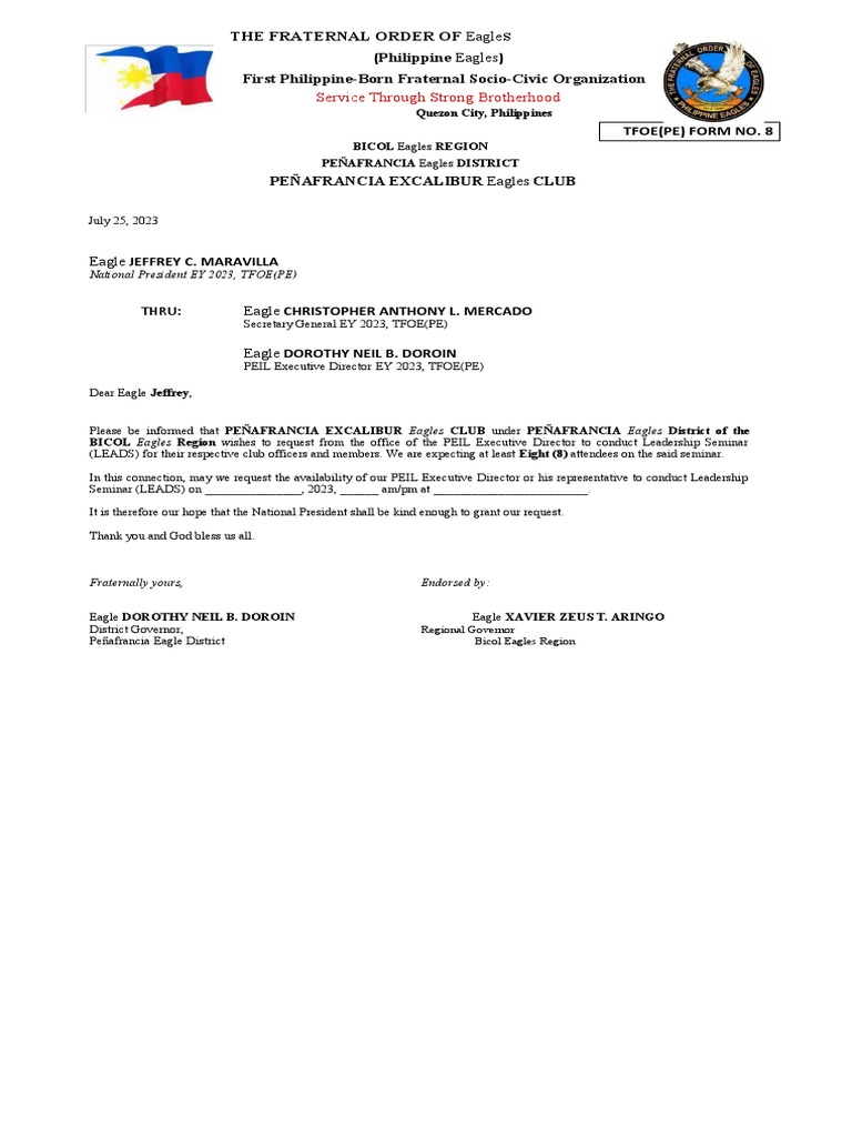 PEEC TFOEPE Form No. 8 LOI For LEADS | PDF