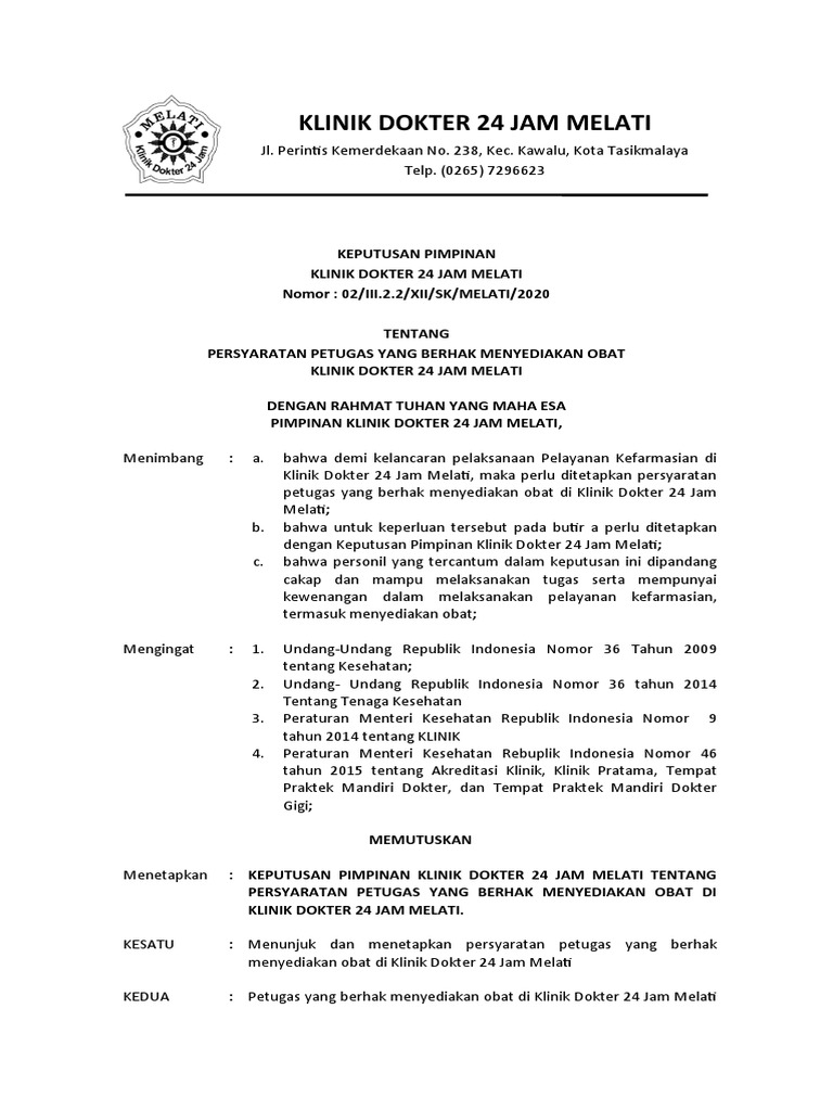 Template SK Klinik Melati Final | PDF