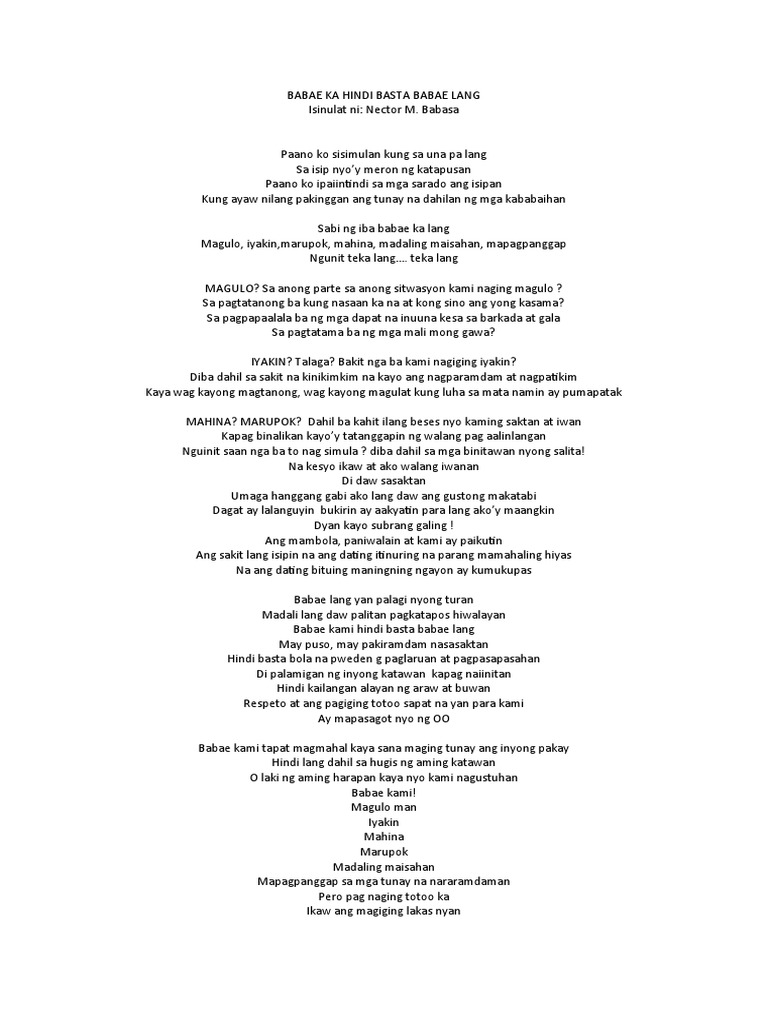 BABAE-KA-HINDI-BASTA-BABAE-LANG Buwan NG Wika | PDF