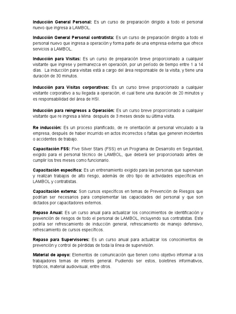 MODELO Inducción General Personal | PDF