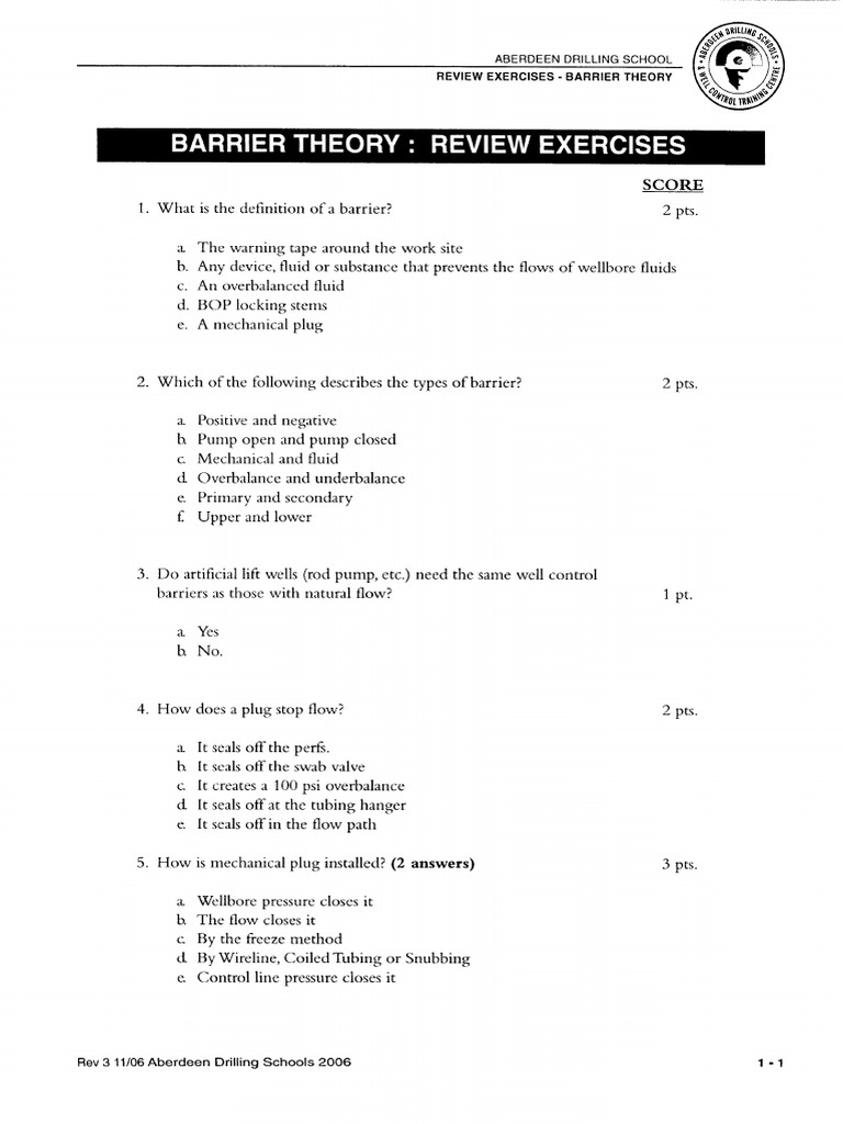 Barrier Theory Rev Ex | PDF