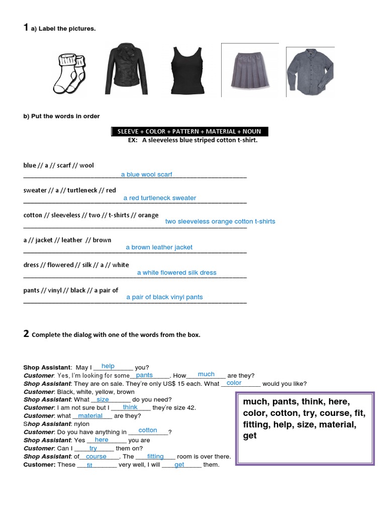 ESL Clothing and Shopping Practice | PDF | Sweater | Consumer Goods