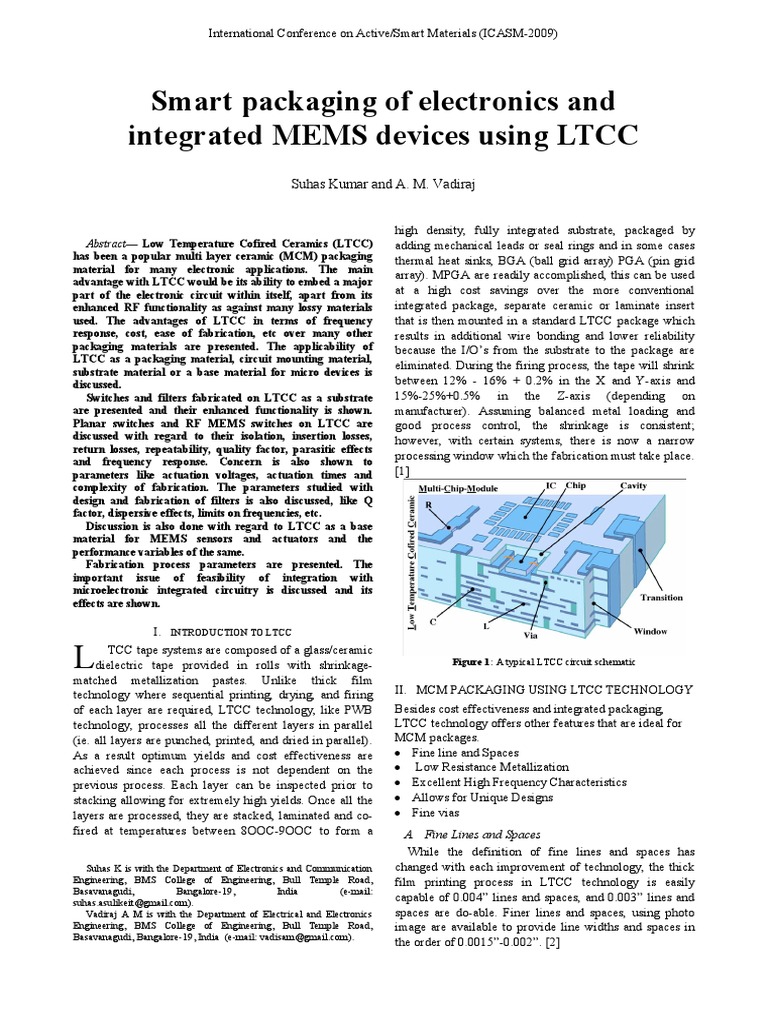 Smart Packaging of Electronics and Integrated MEMS Devices Using LTCC ...