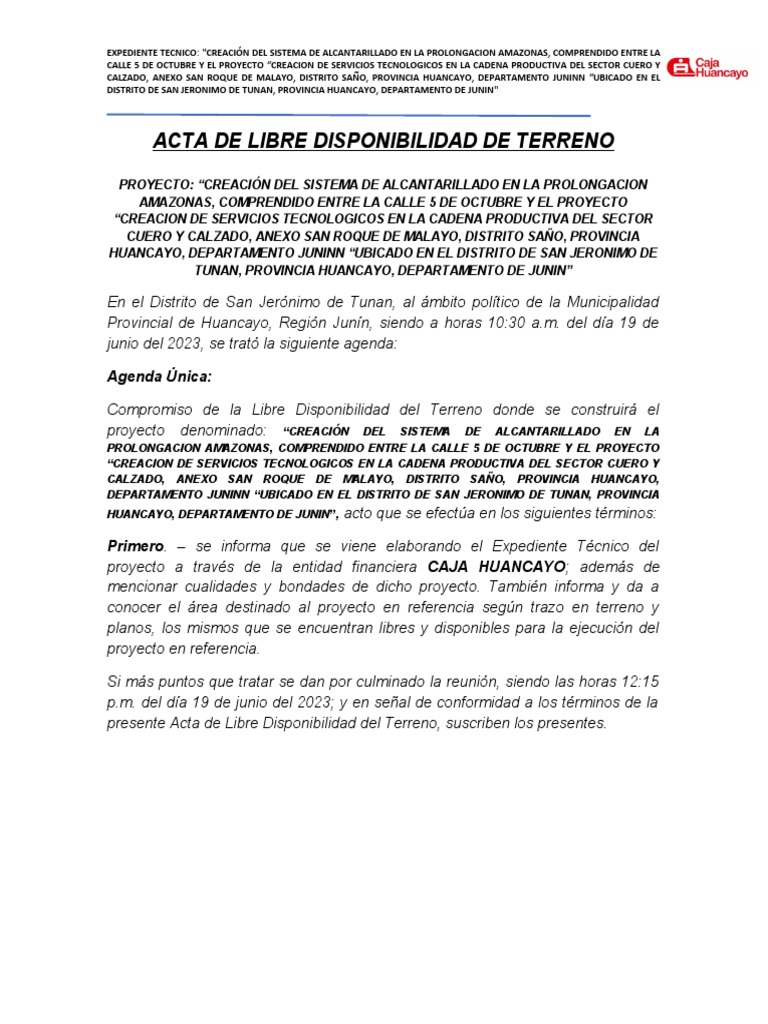 Acta de Libre Disponibilidad | PDF