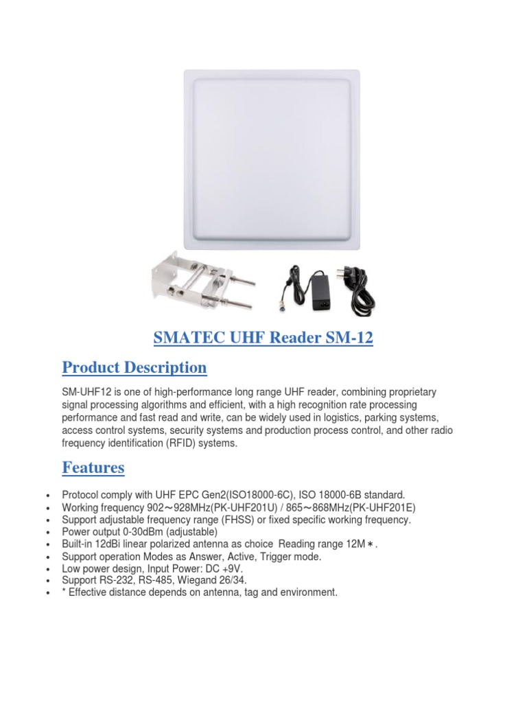 SMATEC UHF Reader SM | PDF | Computers
