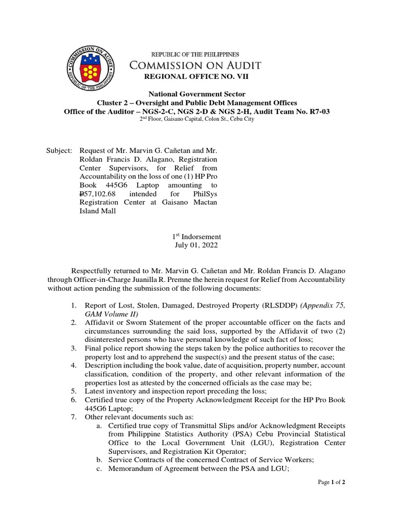 1st-Indorsement-PSA-CEBU-PSO-Request-for-Relief-from-Accountability ...