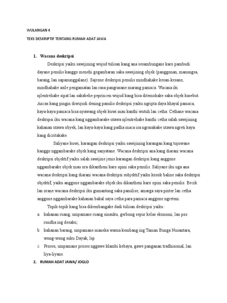 X Bab 4 Teks Deskripsi Joglo | PDF