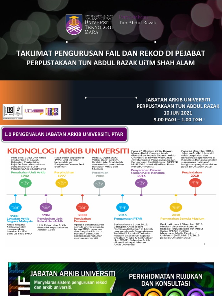 CONTOH SLIDE Taklimat Pengurusan Fail Dan Rekod Di Pejabat (PTAR) | PDF