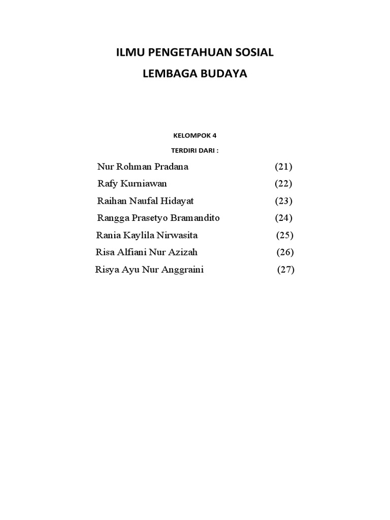 Peran dan Contoh Lembaga Budaya | PDF