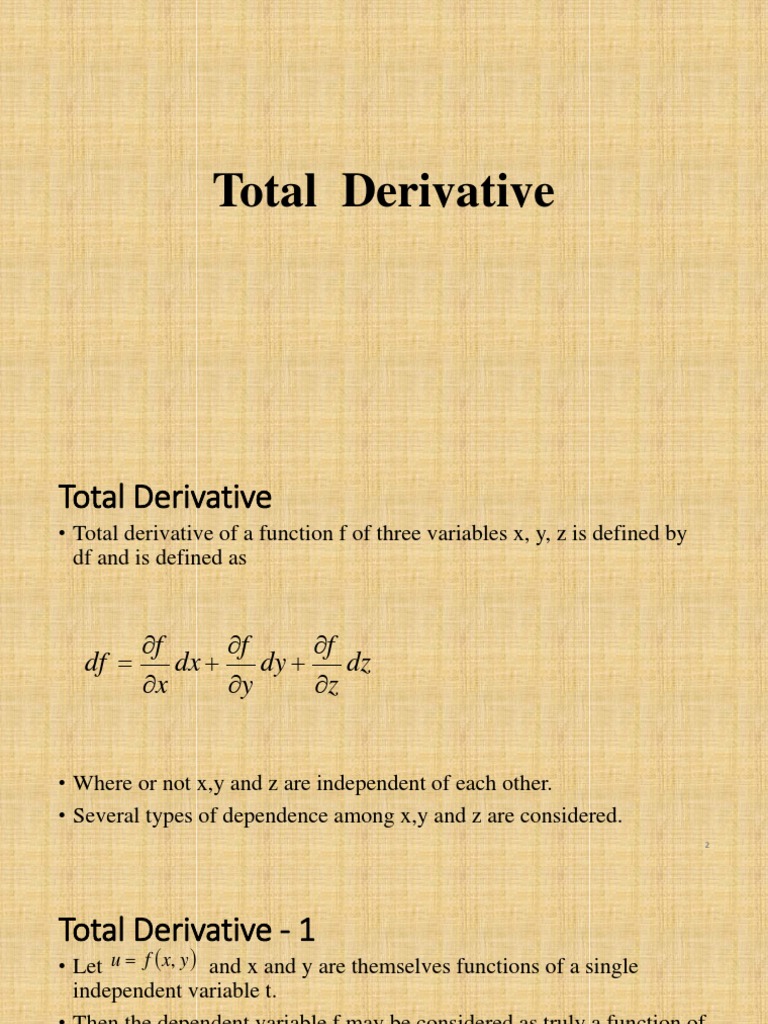Total Derivative | PDF | Derivative | Function (Mathematics)