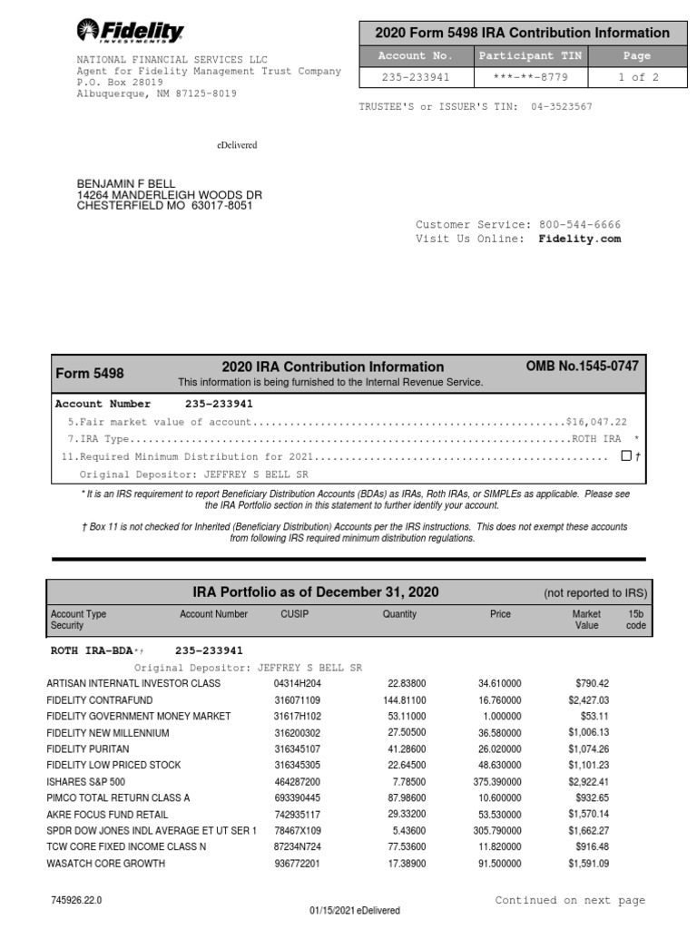 2020 Form 5498 IRA Contribution Summary | PDF | Individual Retirement ...