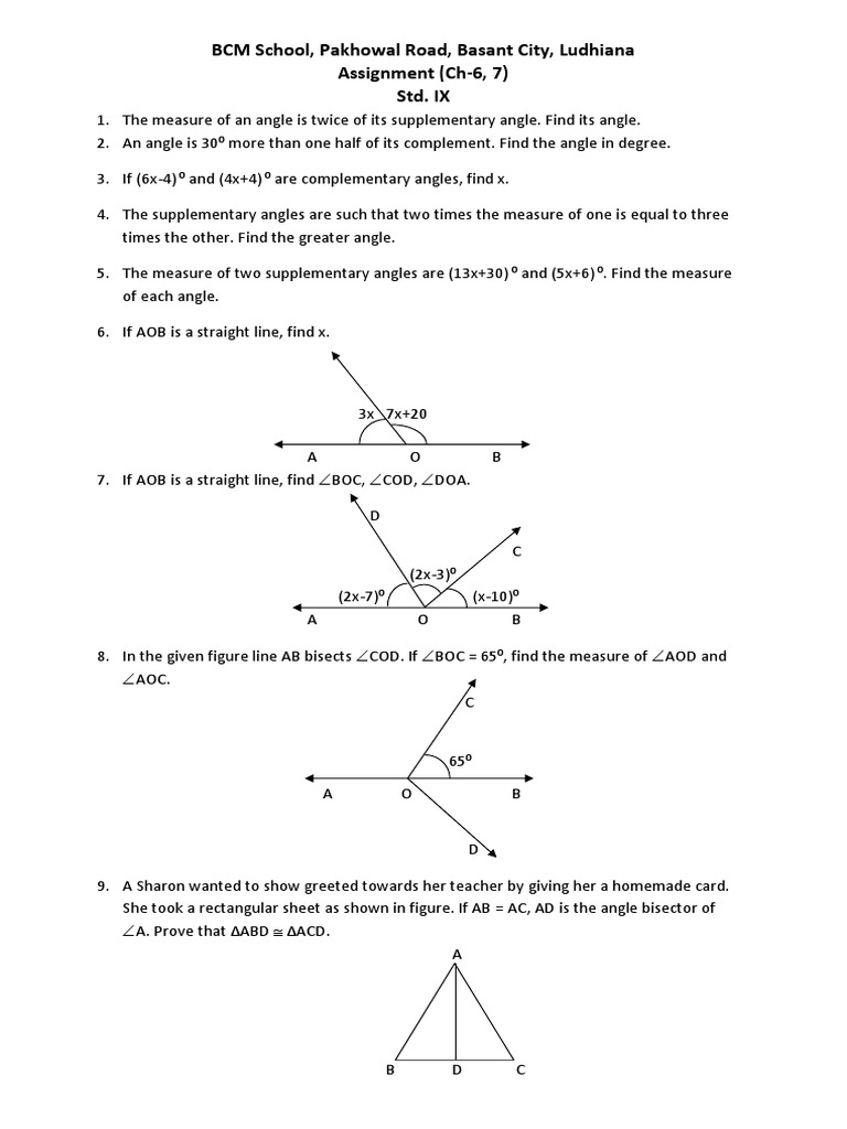 Assignment Class 9 Ch 6 7 Pdf Elementary Mathematics Polytopes