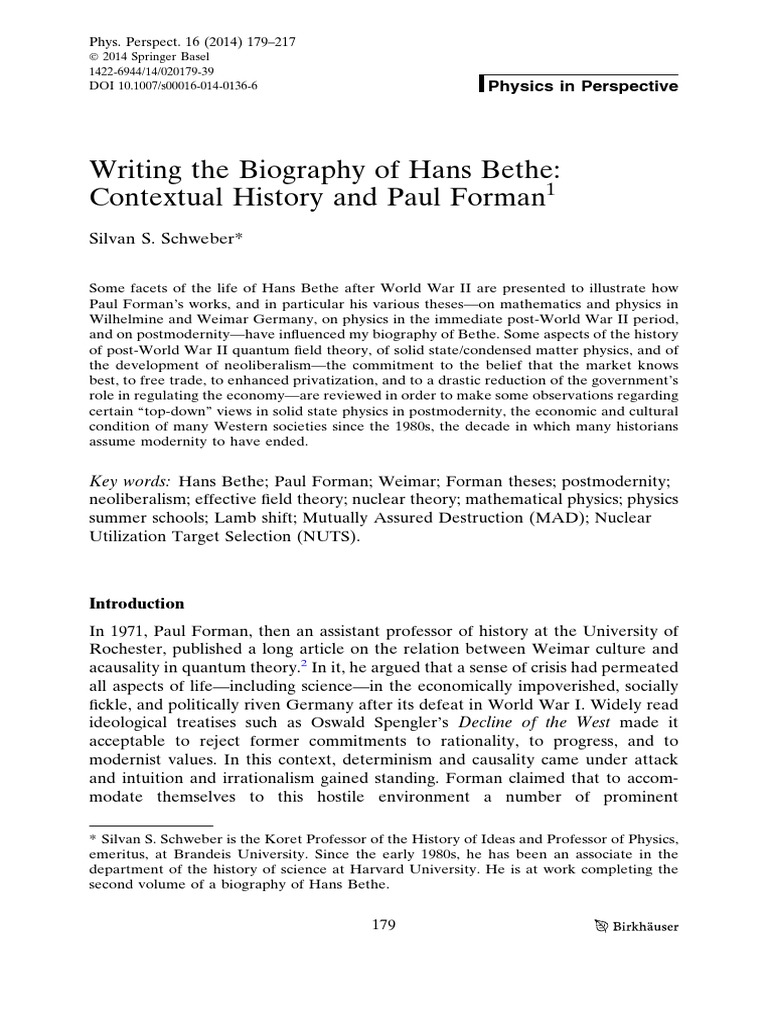Hans Bethe: Post-War Physics Biography | PDF | Physics | Mathematical ...