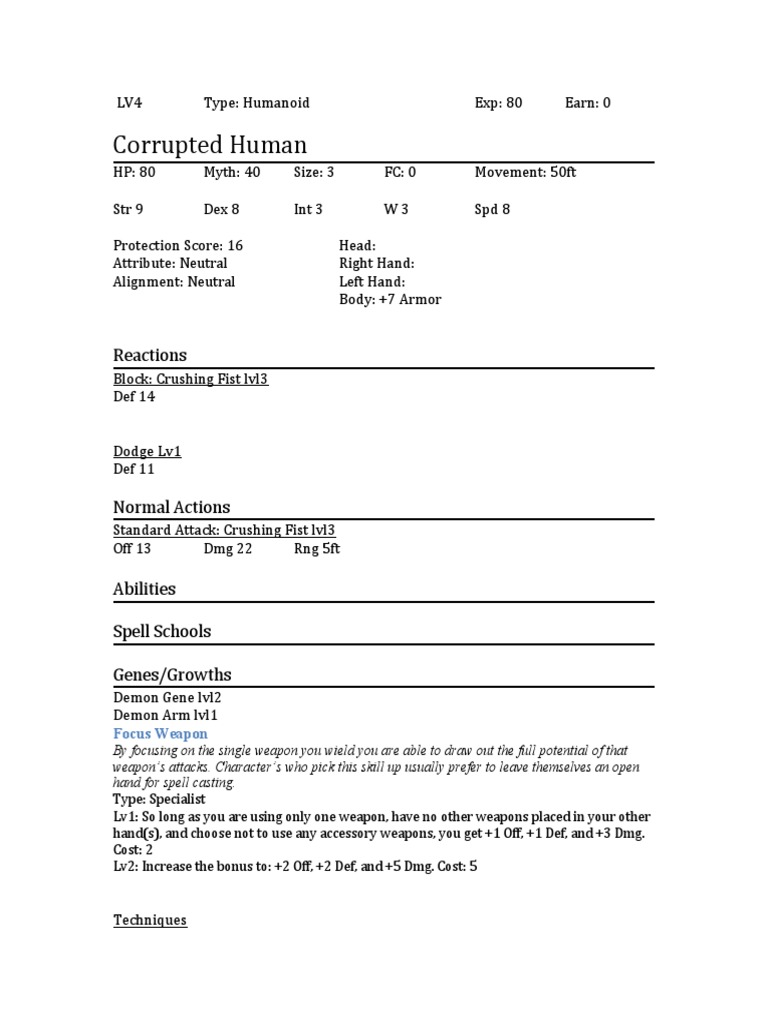 Corrupted Human lvl4 | PDF