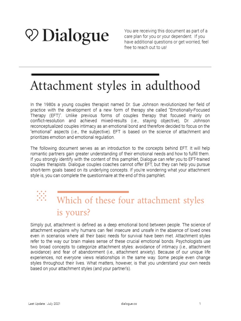 Attachment Styles in Adulthood | Download Free PDF | Attachment Theory | Interpersonal Relationships