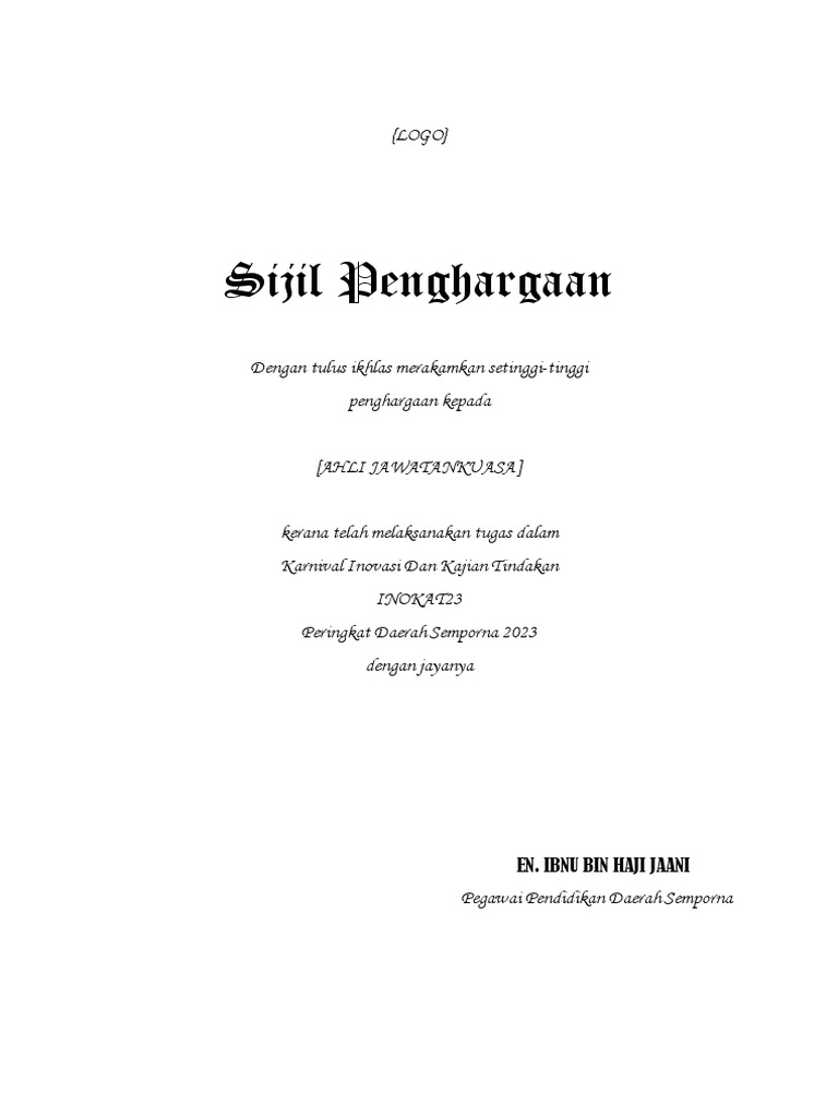 TEMPLATE SIJIL TERBARU | PDF