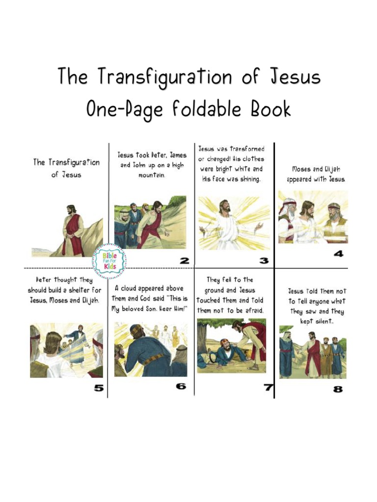 T Is For Transfiguration of Jesus One Page Foldable Book #Biblefun | PDF