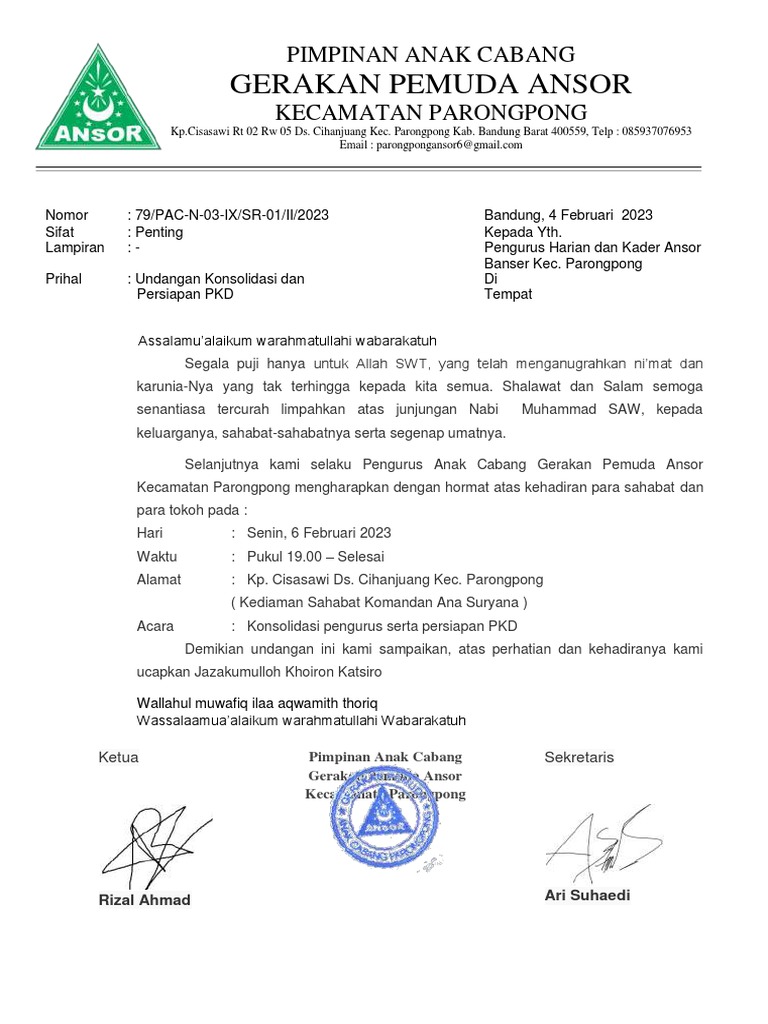 Surat Undangan Konsolidasi II | PDF