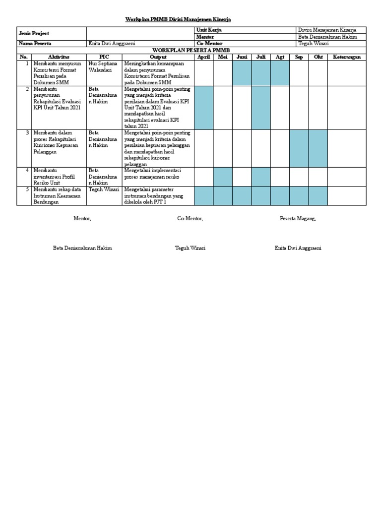 Workplan Divisi Manajemen Kinerja | PDF