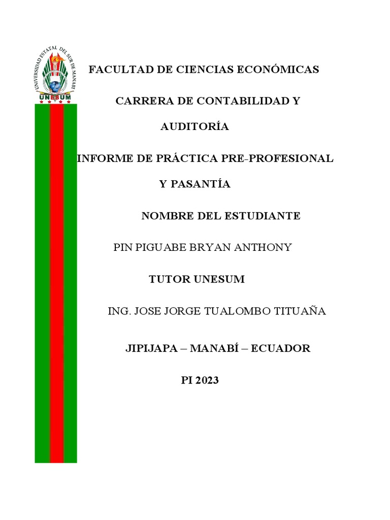 Informe Final de Bryan Anthony Pin Piguabe | PDF | Auditoría | Contabilidad