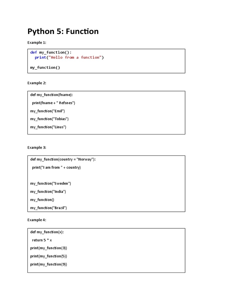 Python Exercise 5 Function in Python | PDF