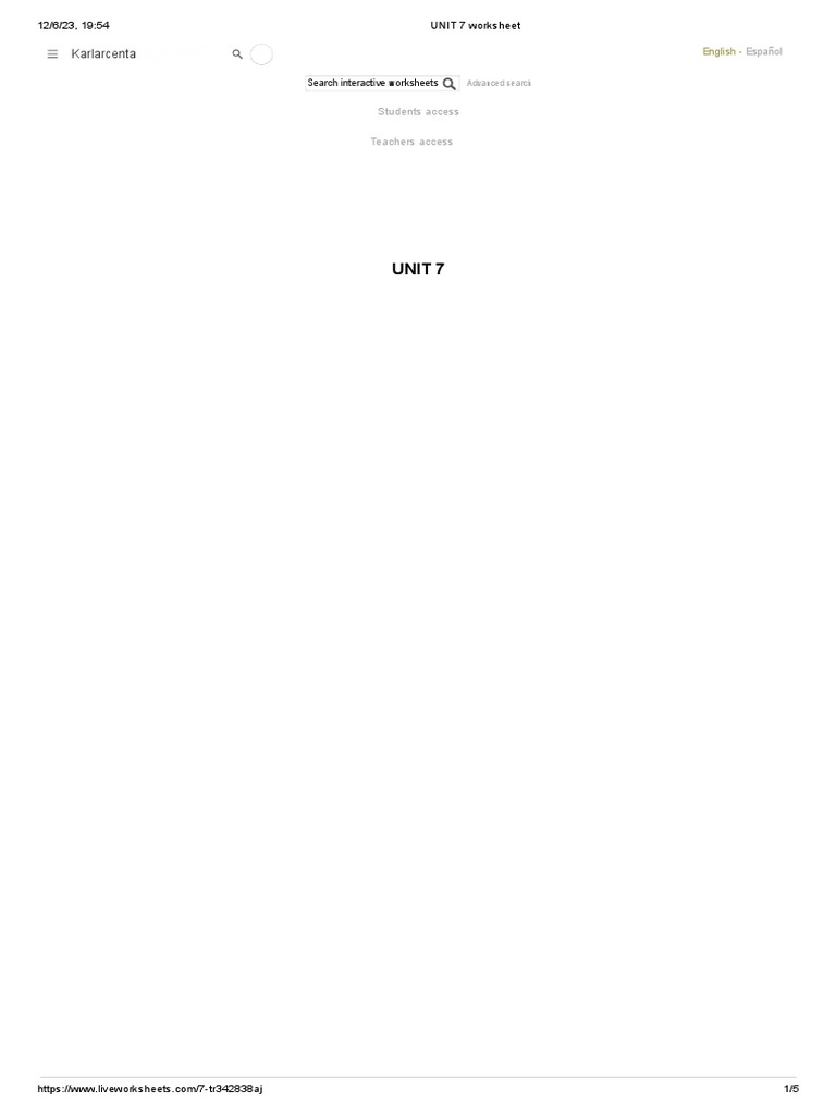 UNIT 7 Worksheet | PDF