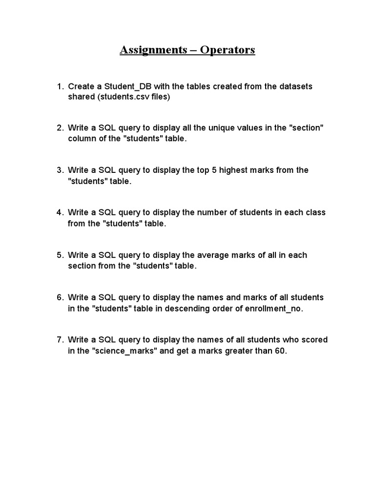 Assignments Operators | PDF